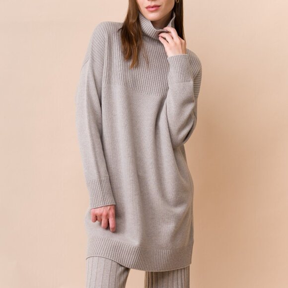 DongLi | Sweaters | Nwt Dongli 0 Cashmere Longline Tunic In Gray Camel ...